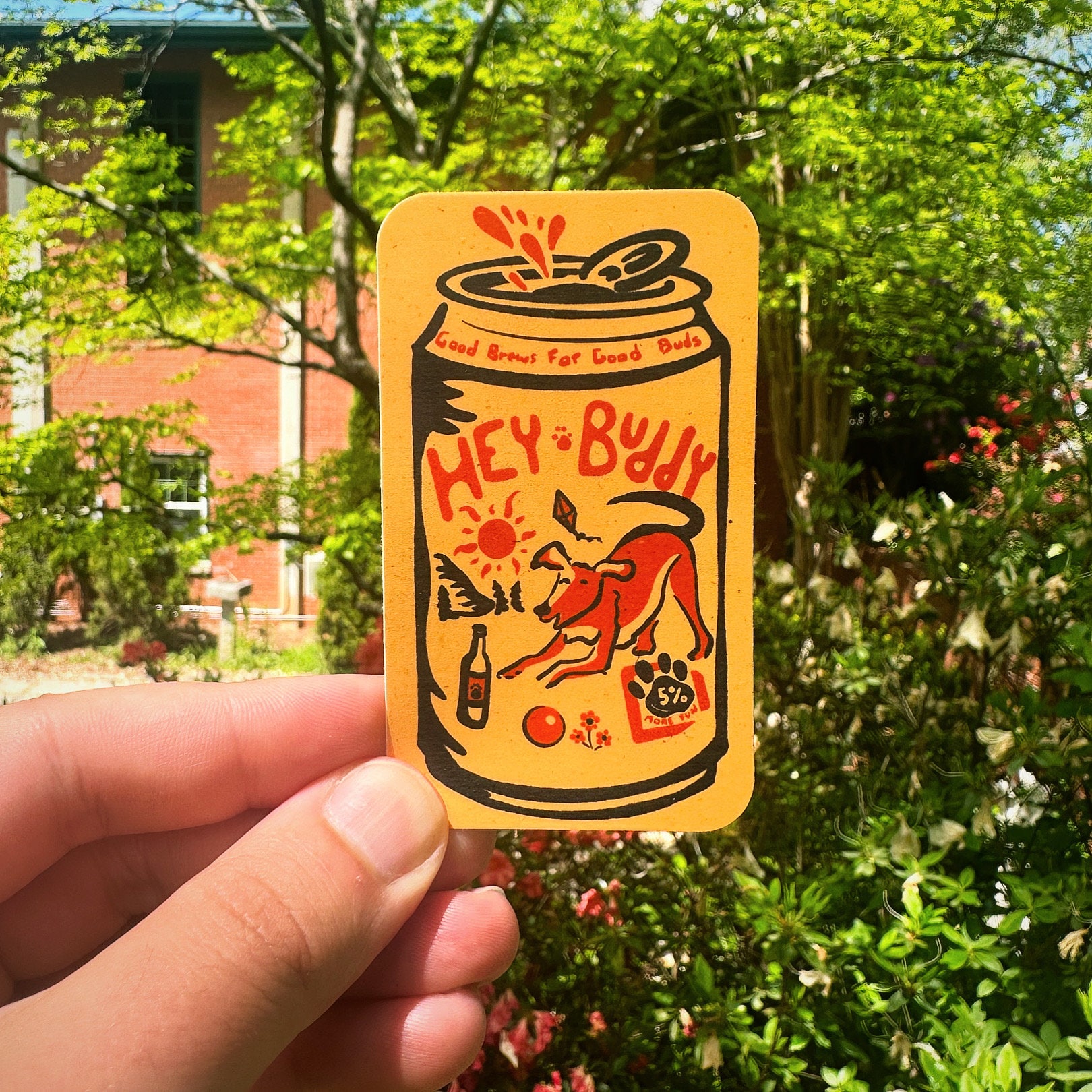 HEY BUDDY Beer // Weatherproof Vinyl DOG Sticker // Water Bottle ...