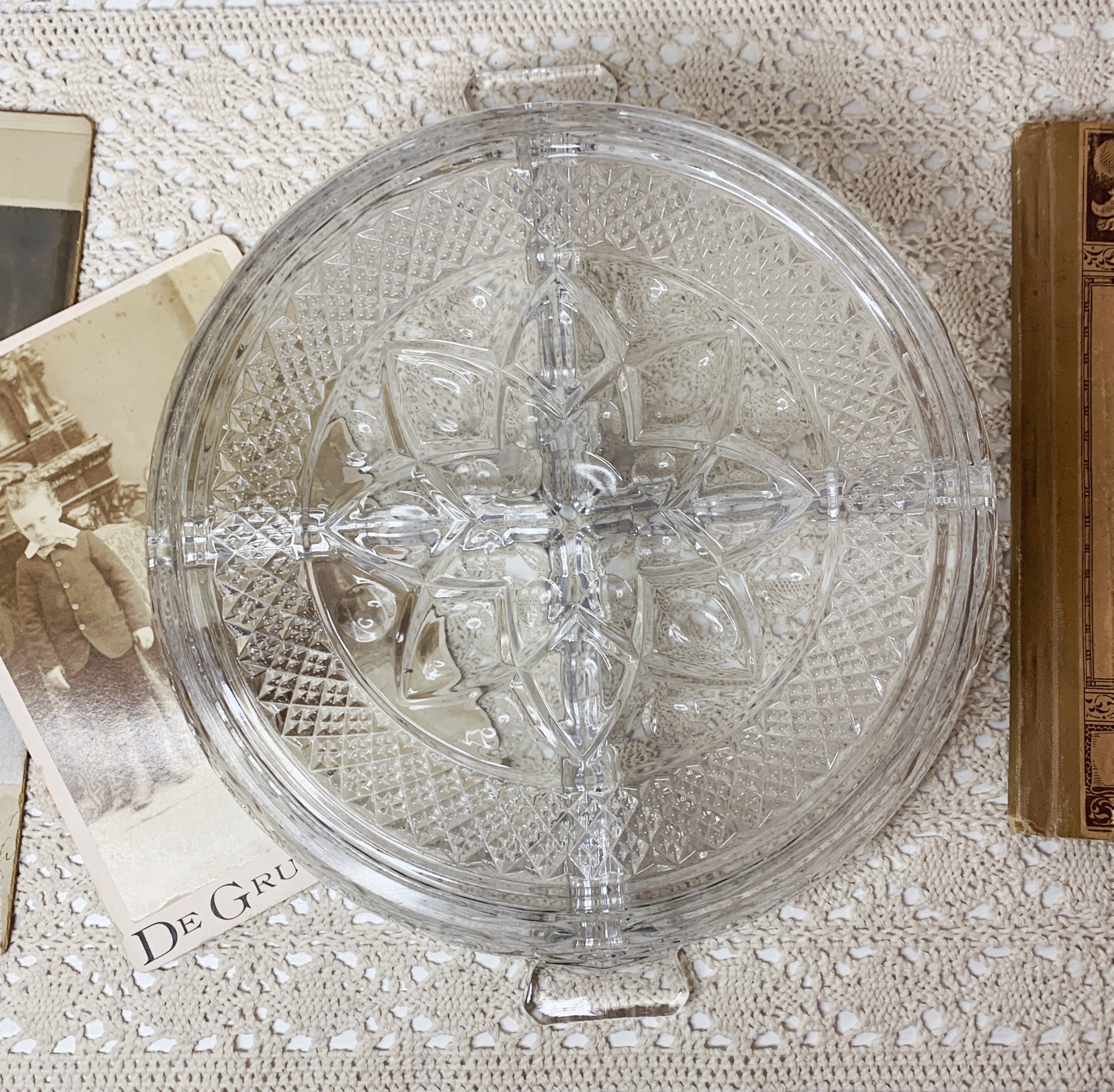 Imperial Glass Ohio Cape Cod Relish Dish, Heavy Clear Glass Divided 4 ...