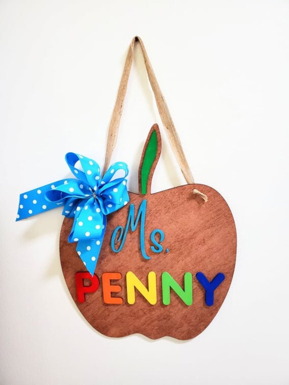Apple Classroom Teacher Sign - Etsy