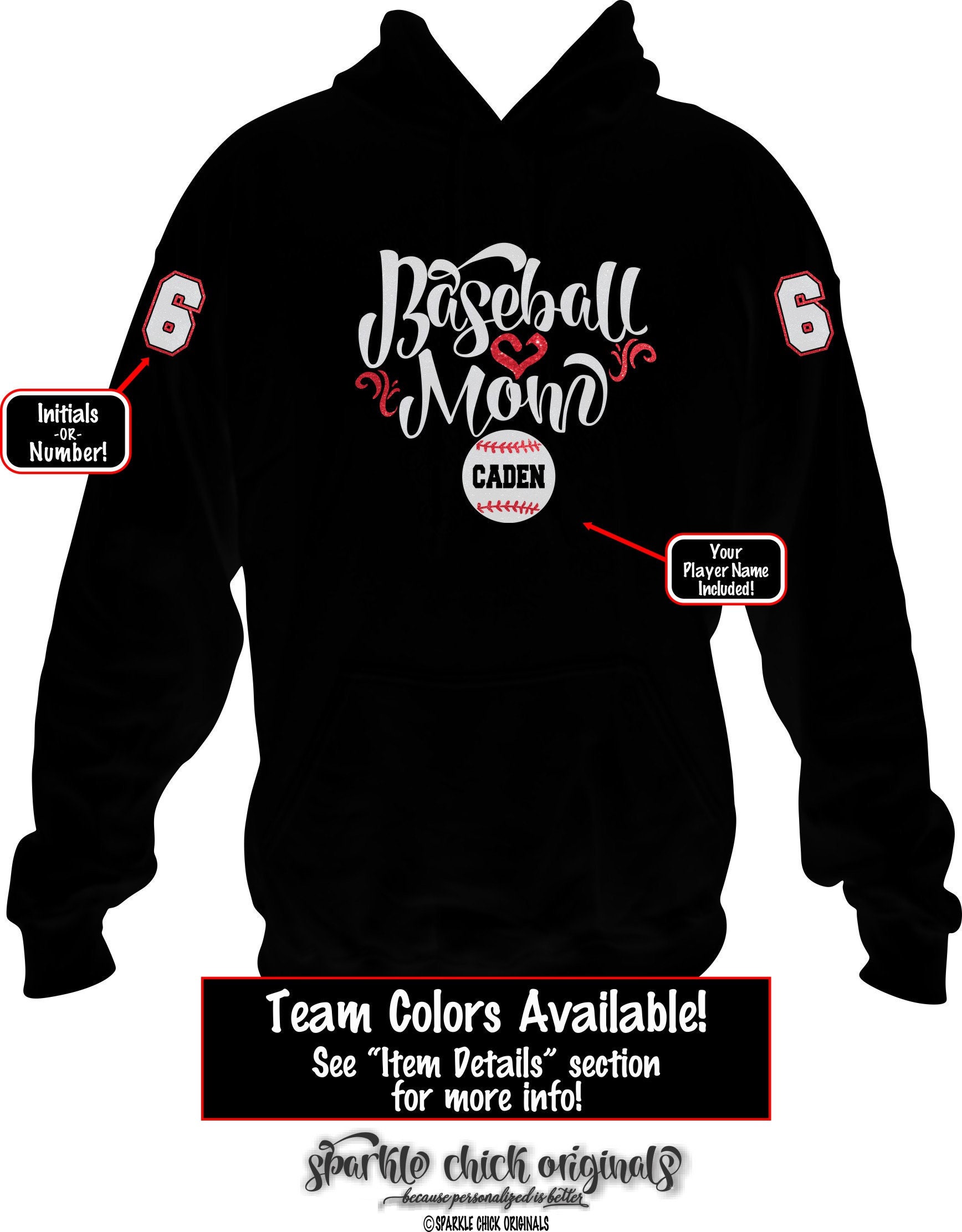 Custom Baseball Mom Hoodie Baseball Mom Hoodie Personalized | Etsy