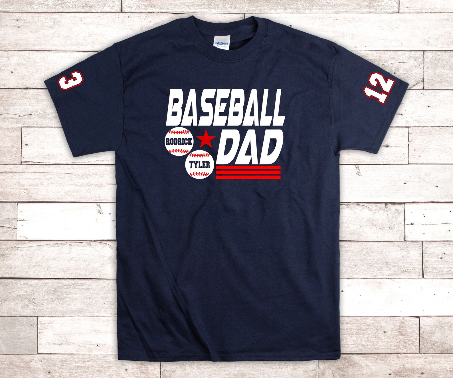 Baseball Dad With 2 Players Shirt Custom Baseball Dad Shirt - Etsy