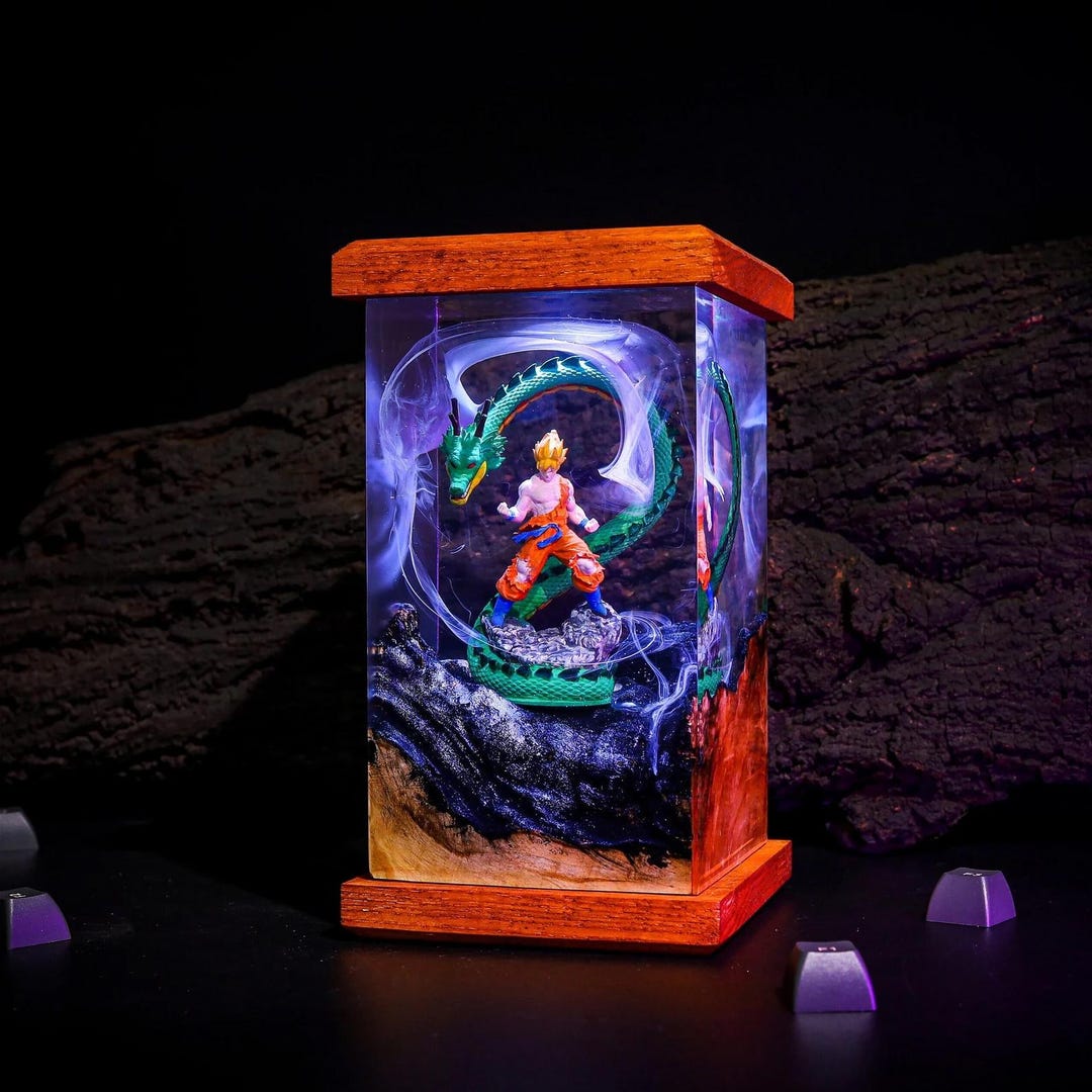 Goku Super Saiyan Resin Lamp, Dragon Ball Z Shenron Light, Anime LED ...
