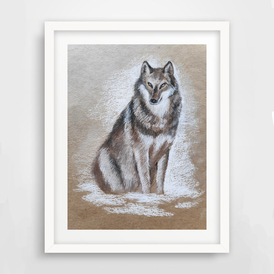 Wolf Pastel and Charcoal Drawing Original Drawing Realistic - Etsy