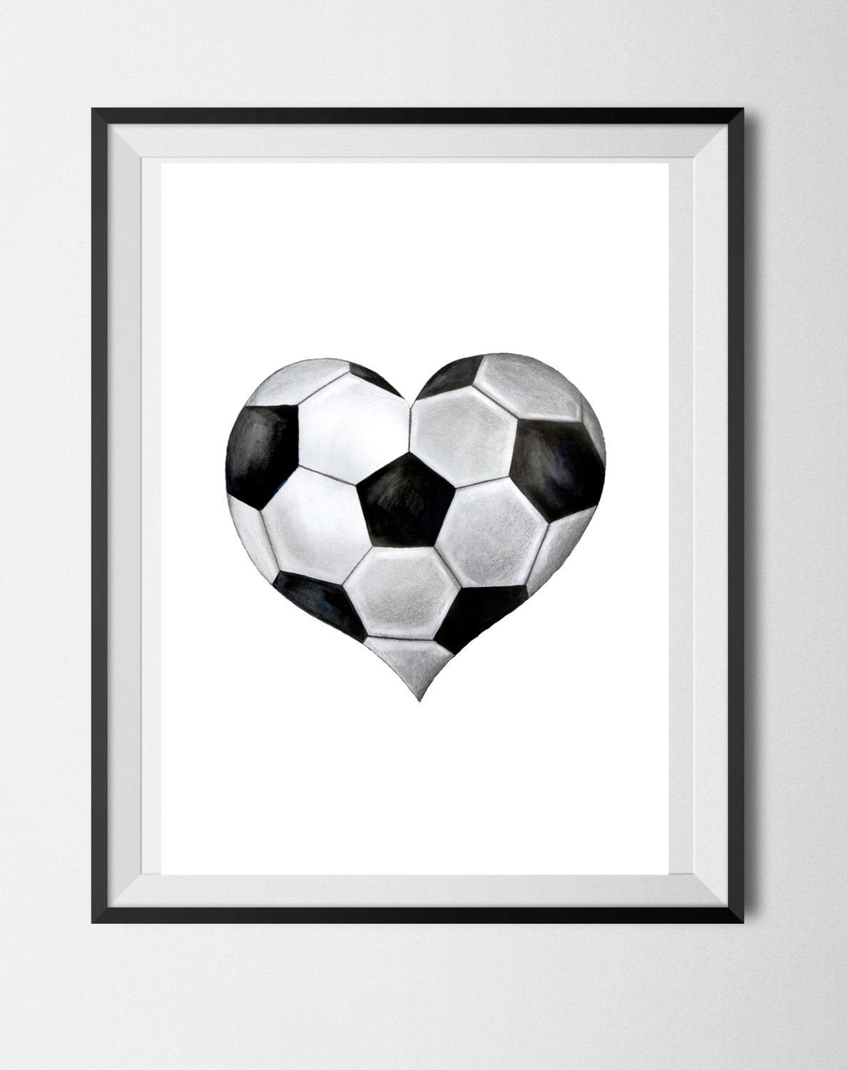 Soccer Heart, Football Heart, Soccer Decor, Soccer Art Print, Art Print ...