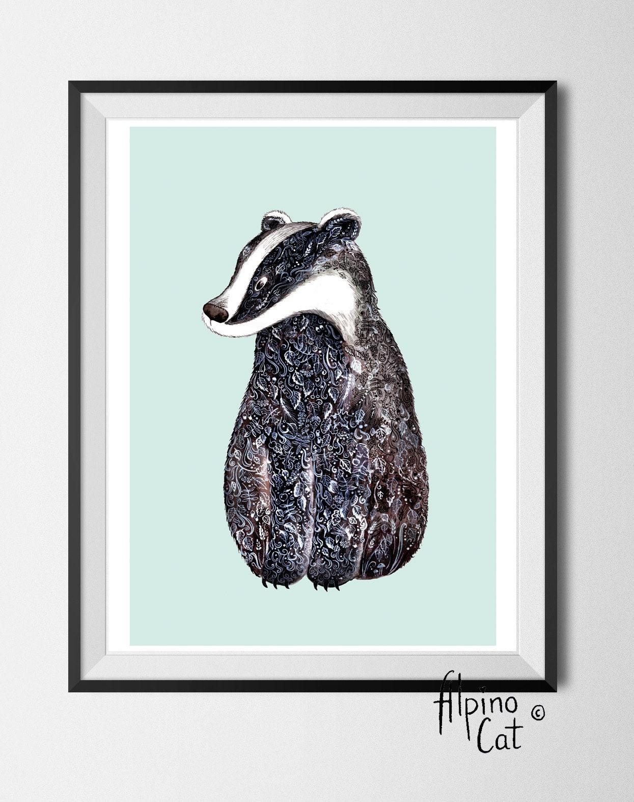 Badger Art Print Art Print Unframed Badger Poster Wall Art - Etsy