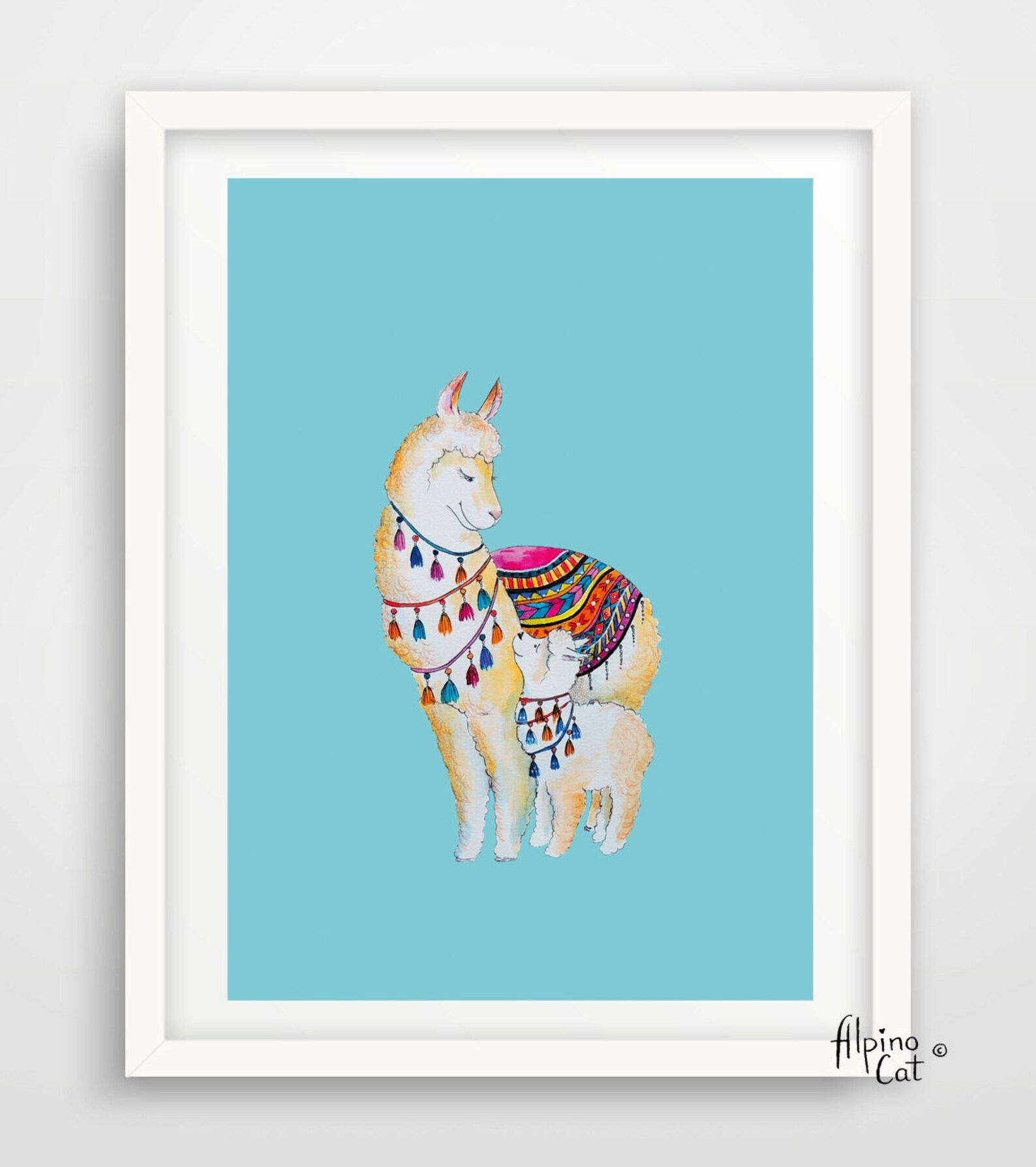 Llama Art Print UNFRAMED Llama Poster Llama Illustration | Etsy