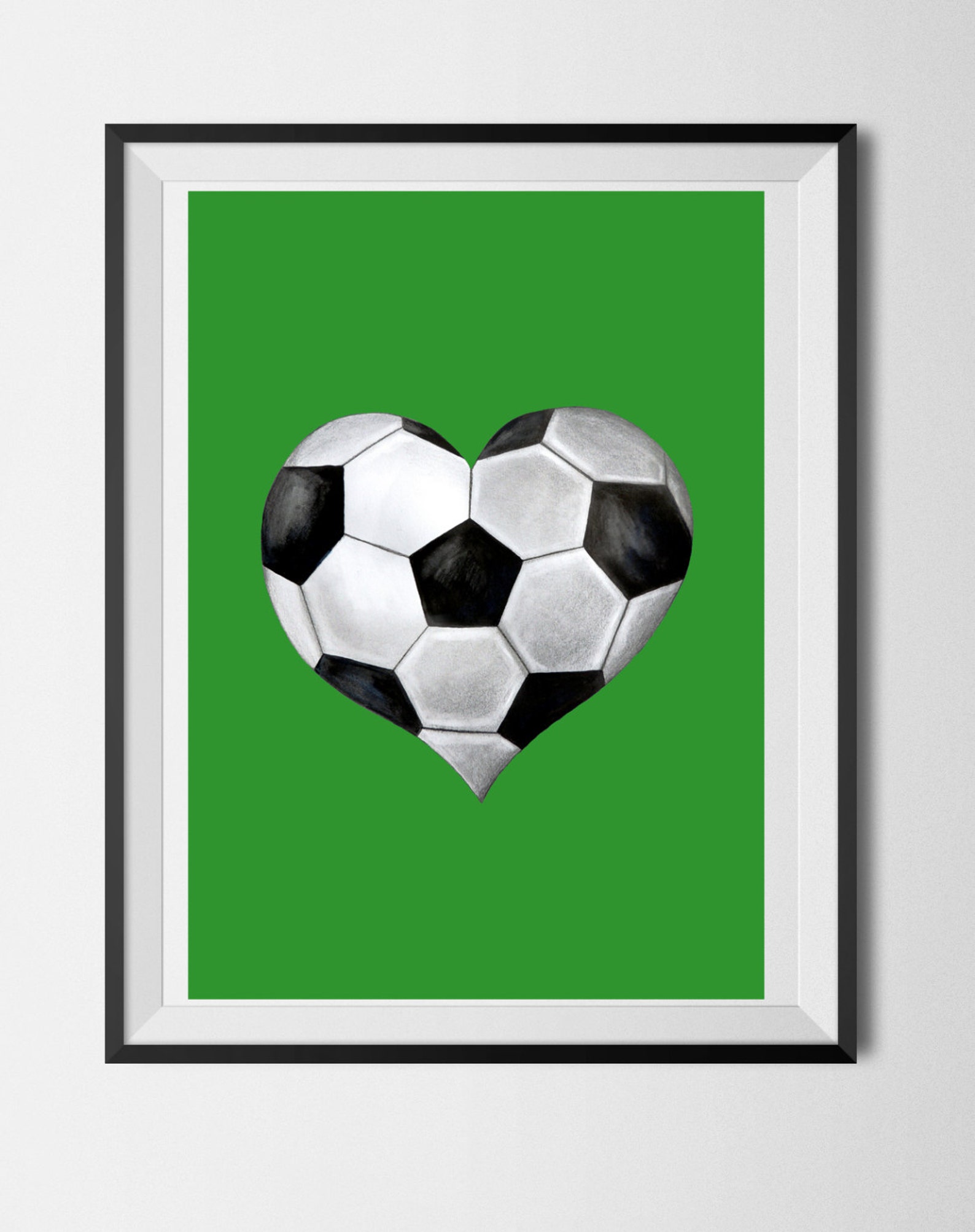 Soccer Heart, Football Heart, Soccer Decor, Soccer Art Print, Art Print ...