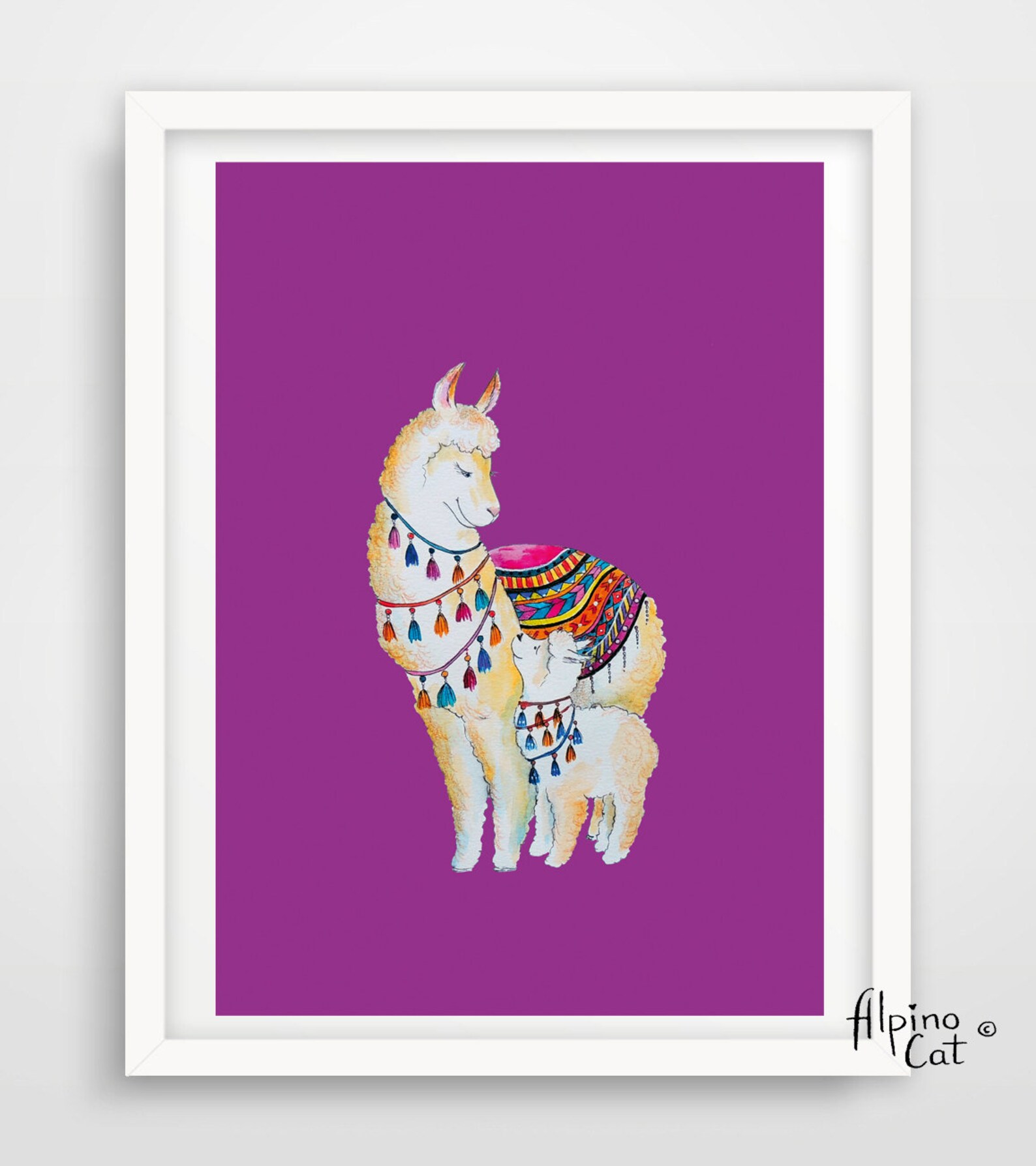 Llama Art Print UNFRAMED Llama Poster Llama Illustration | Etsy