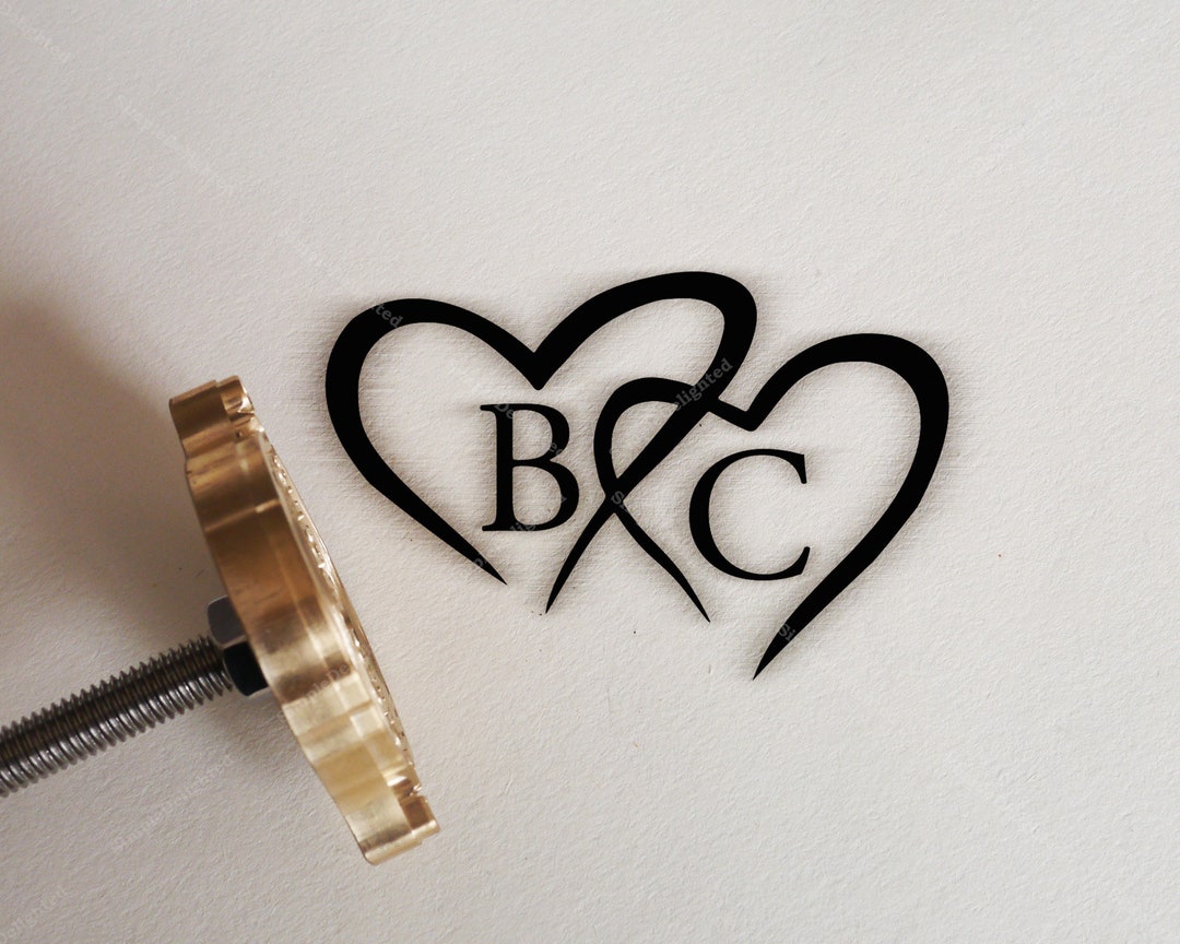 Custom Wood Branding Iron, Initials With Hearts Wedding Branding Iron ...
