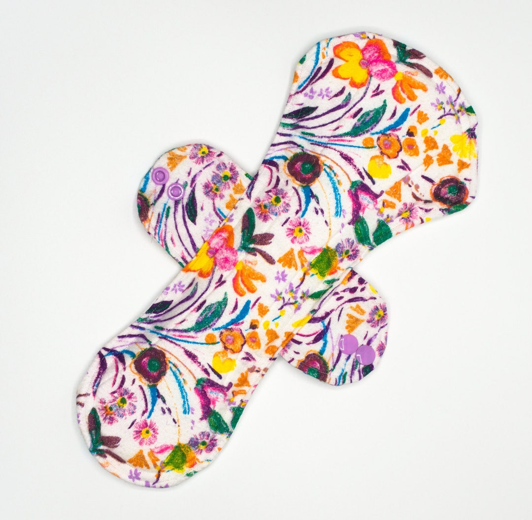 12" Double Layer Incontinence Pad With Enhanced Front Floral Swirl - Etsy