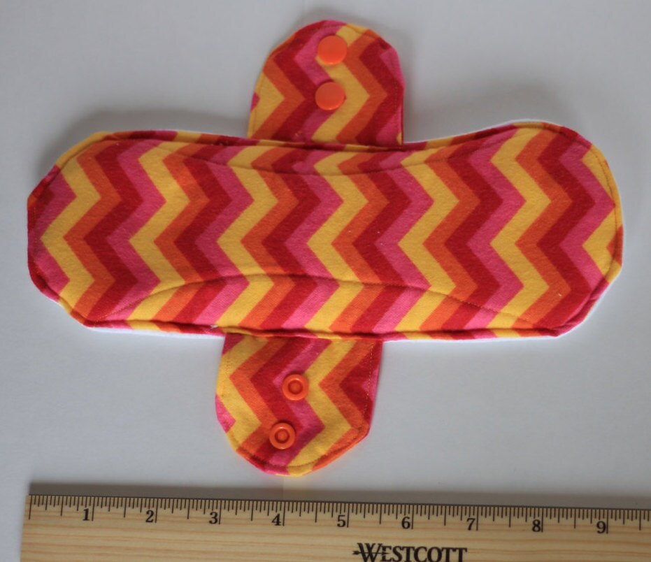 9" Single Layer Incontinence Pad Orange, Red, Pink and Yellow Chevron ...