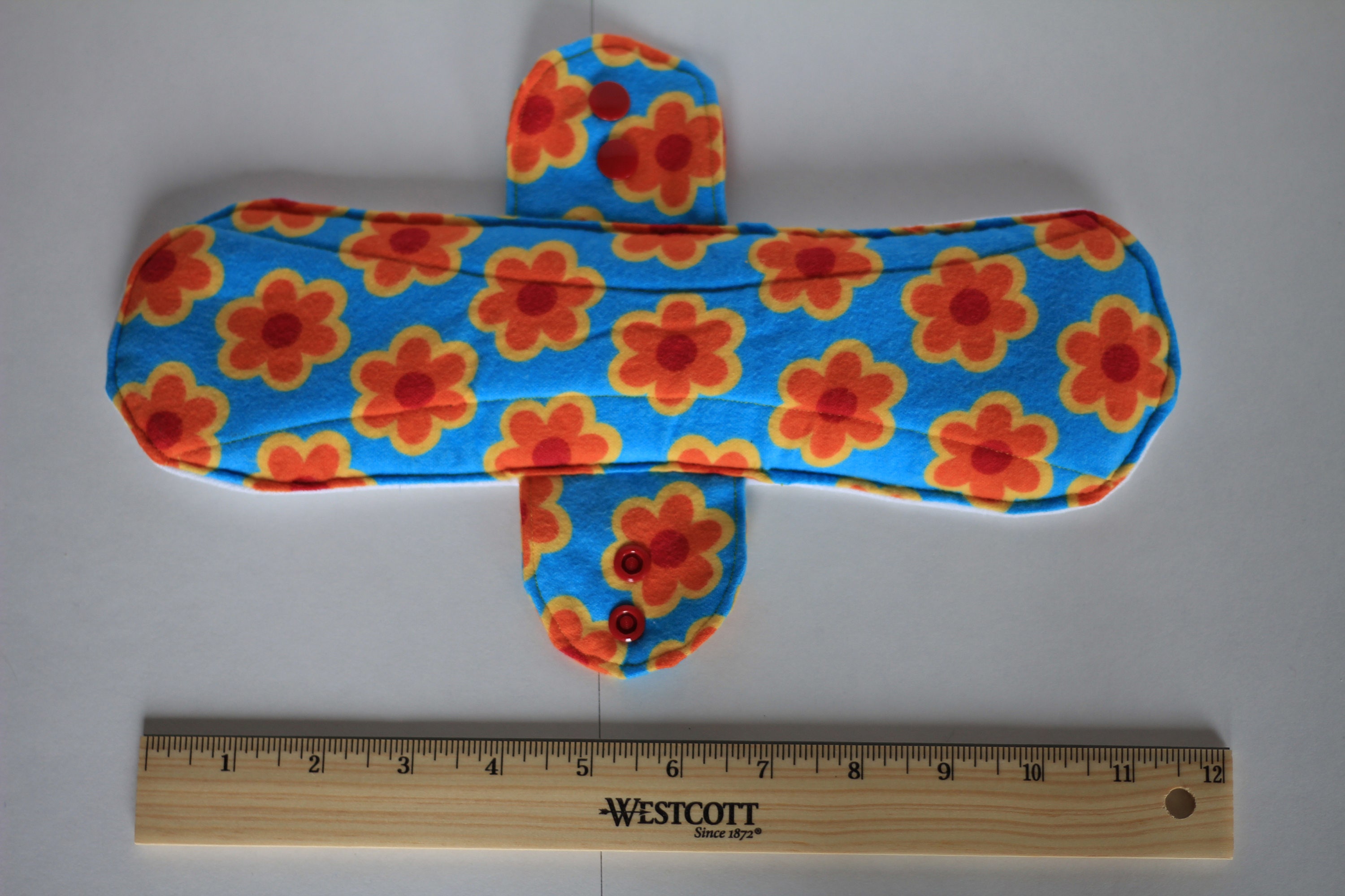 12" Double Layer Incontinence Pad Orange Floral on Aqua - Etsy