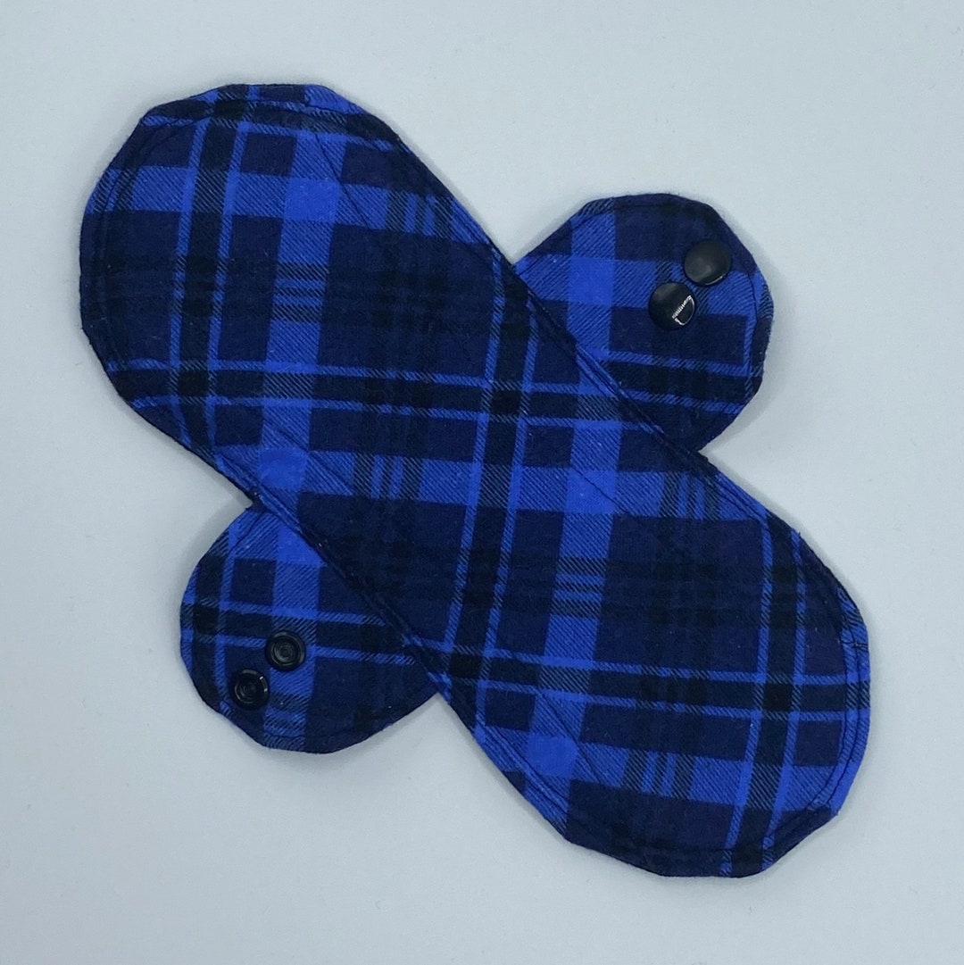 9" Double Layer Incontinence Pad Blue and Black Plaid - Etsy