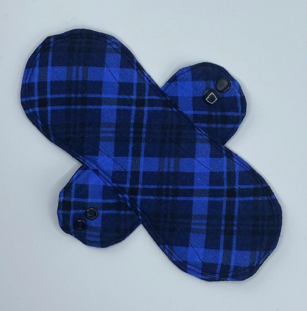 9" Single Layer Incontinence Pad Blue and Black Plaid - Etsy