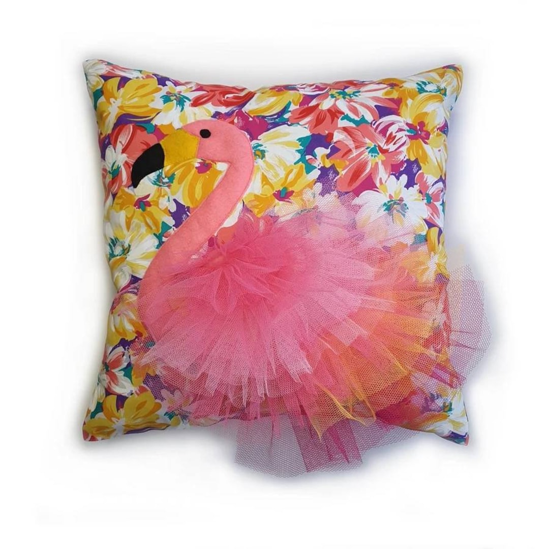 Floral Pink Flamingo Cushion - Etsy