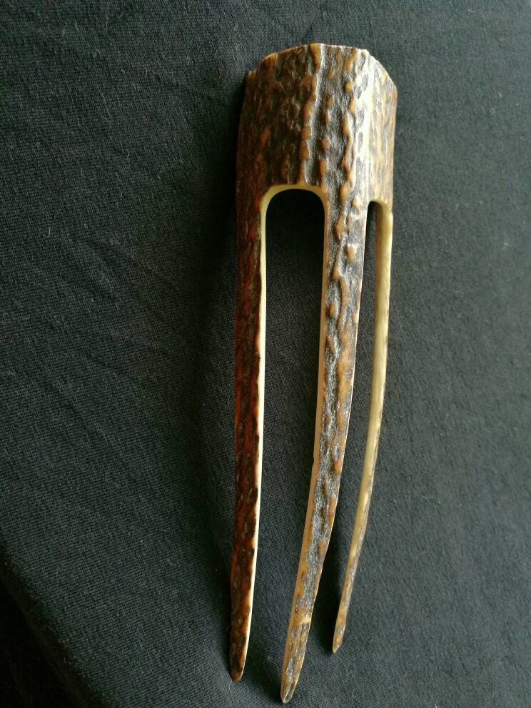 Fourche de cheveux naturels pic à cheveux wapiti cerf de | Etsy