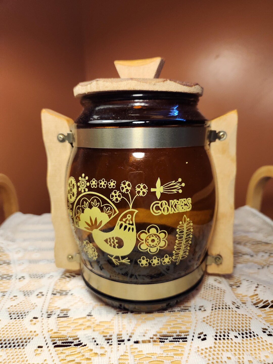 Vintage Siesta Ware Amber Cookie Jar Retro Snack Jar Midcentury Kitchen ...