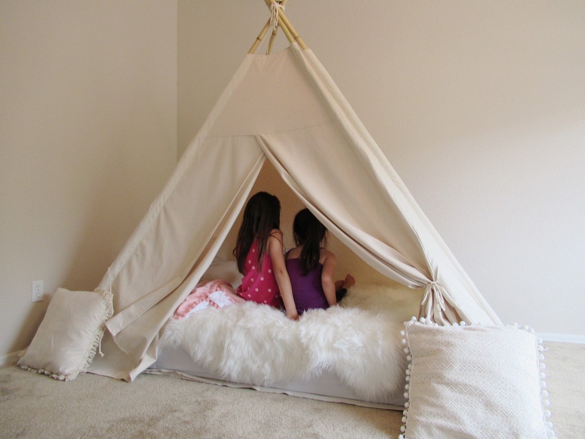 Plain Bed Teepee With Higher Standing Room Tent Bed Canopy - Etsy