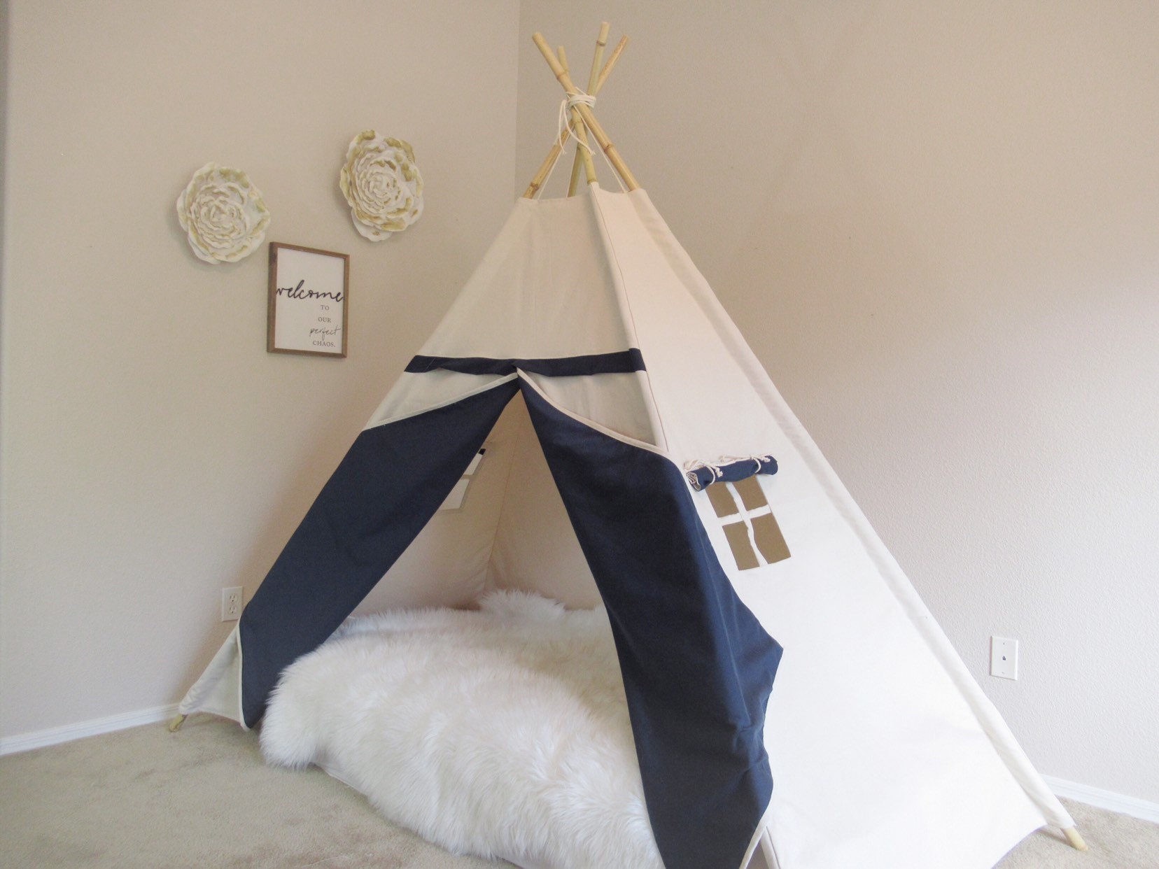 Two Tone Bed Teepee With Higher Standing Room Tent Bed - Etsy Australia
