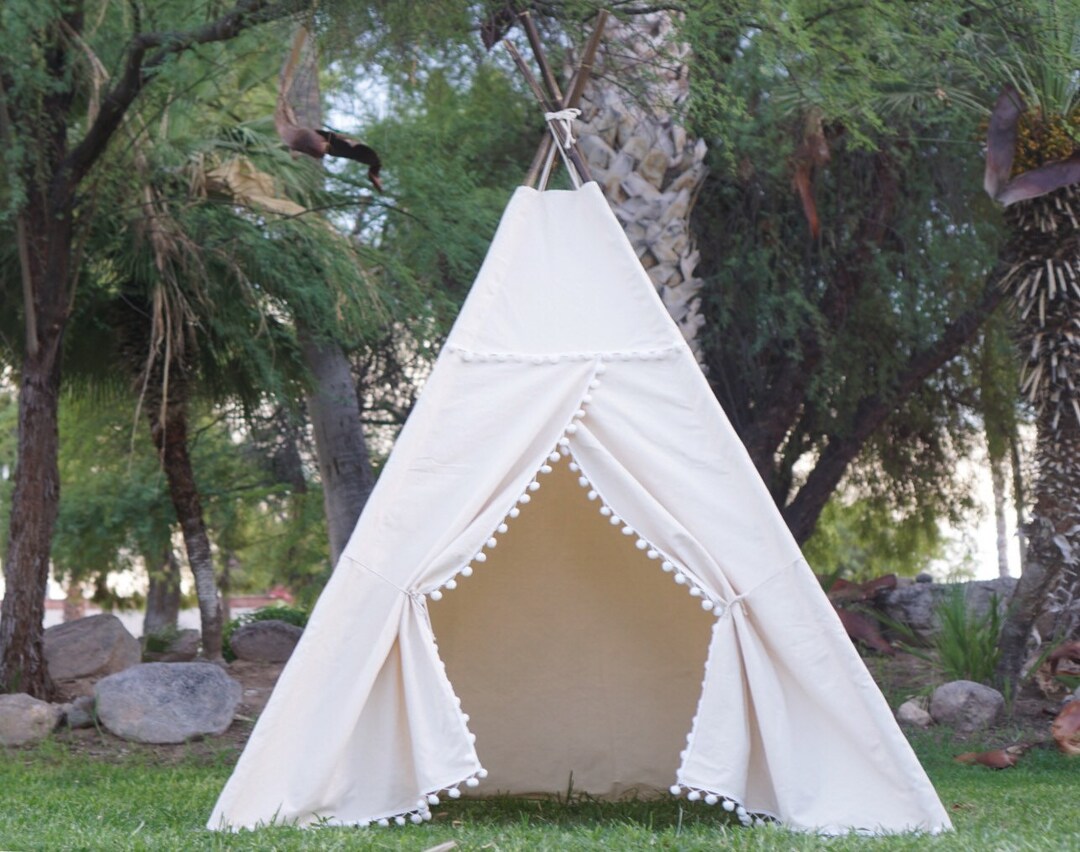 Tipi con pompones XL/XXL, tipi para niños con poste de 8 pies, tipi ...