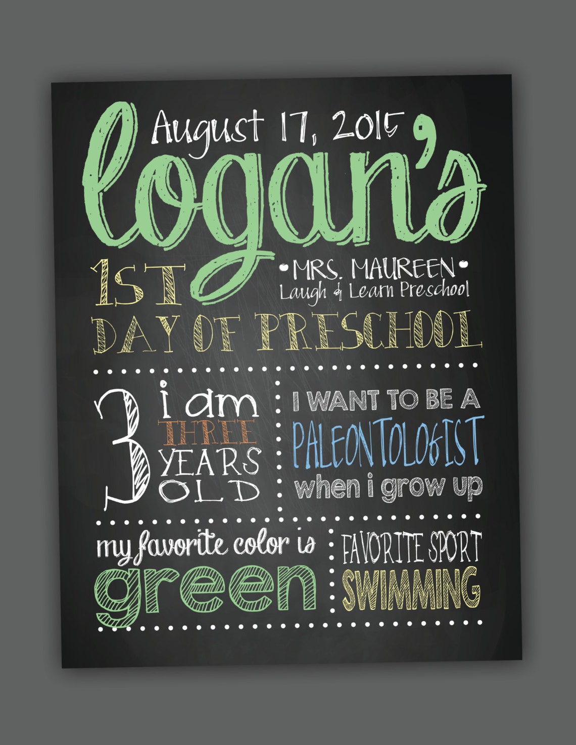 Customizable First Day of School Poster includes Shipping - Etsy