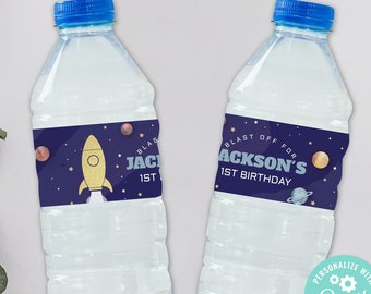 Editable Outer Space Water Bottle Labels Template Galaxy Party - Etsy