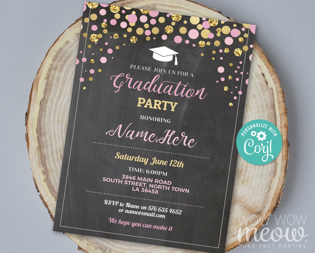 Graduation Party Invitation Invite INSTANT DOWNLOAD Girl's - Etsy