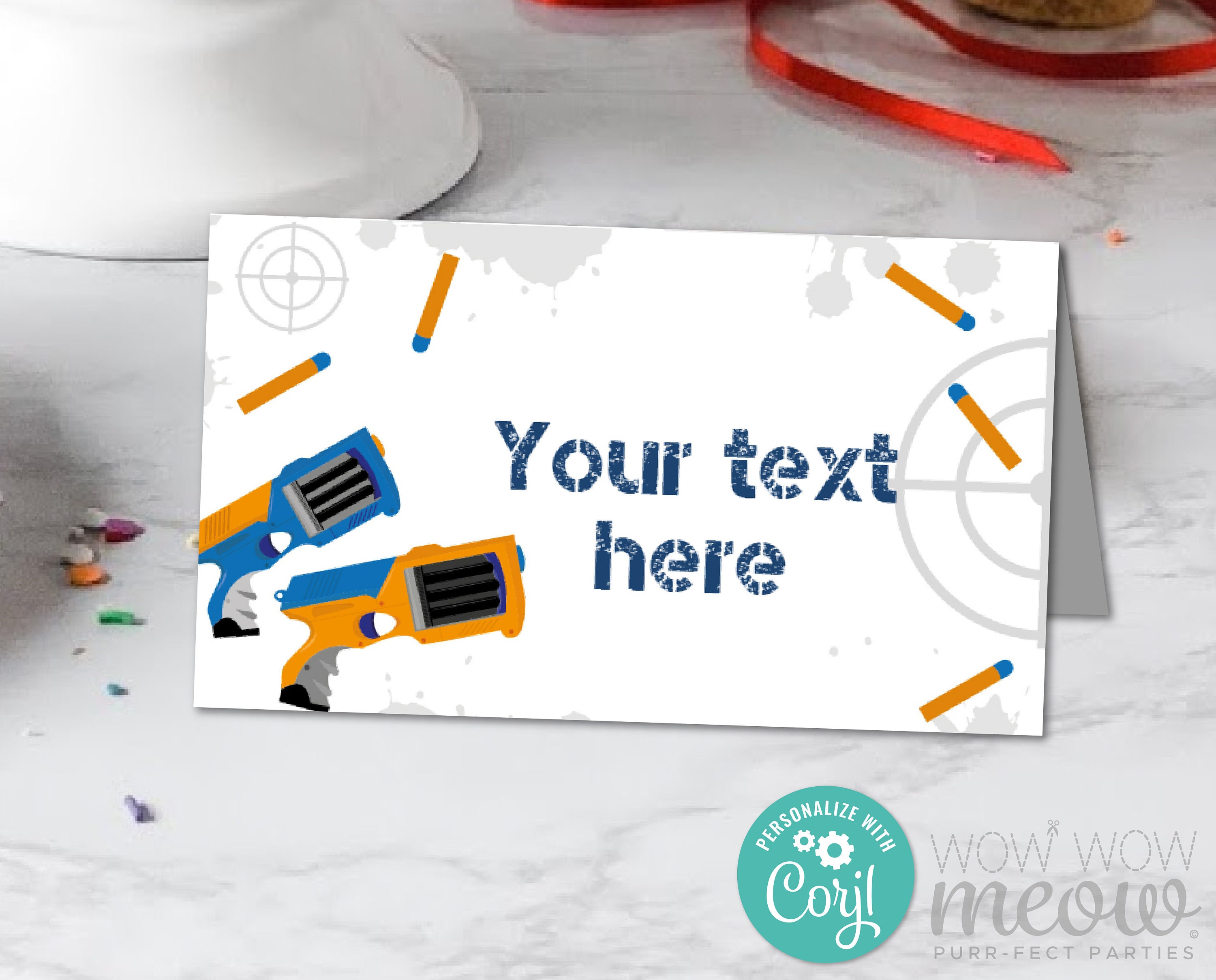 Nerf Invitation Blank Table Tents Nerf Tent Etsy UK