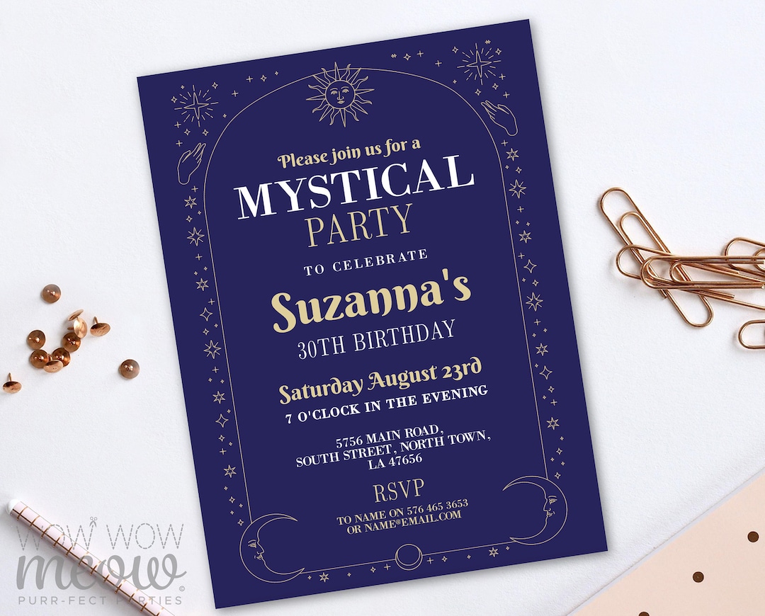 Mystical Birthday Invitations Magical Tarot Invite Digital DOWNLOAD ...