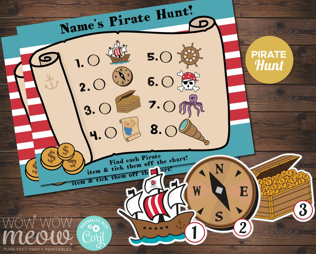 Pirate Scavenger Hunt Activity Sheet Treasure Ship Game INSTANT ...