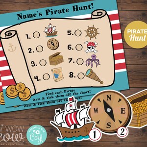 Pirate Scavenger Hunt Activity Sheet Treasure Ship Game INSTANT ...