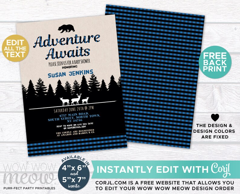 Lumberjack Adventure Awaits Invitation Baby Shower Invite - Etsy UK