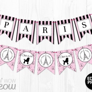 PARIS Banner INSTANT DOWNLOAD Bbay Shower Birthday French Party Sign ...