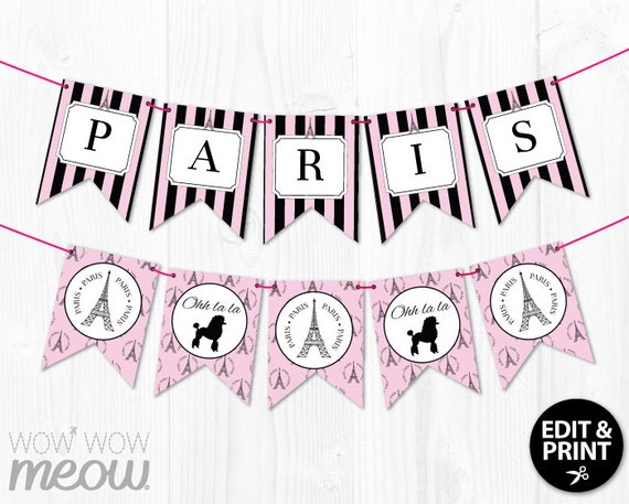 PARIS Banner INSTANT DOWNLOAD Bbay Shower Birthday French | Etsy