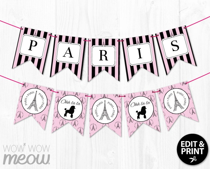 PARIS Banner INSTANT DOWNLOAD Bbay Shower Birthday French - Etsy