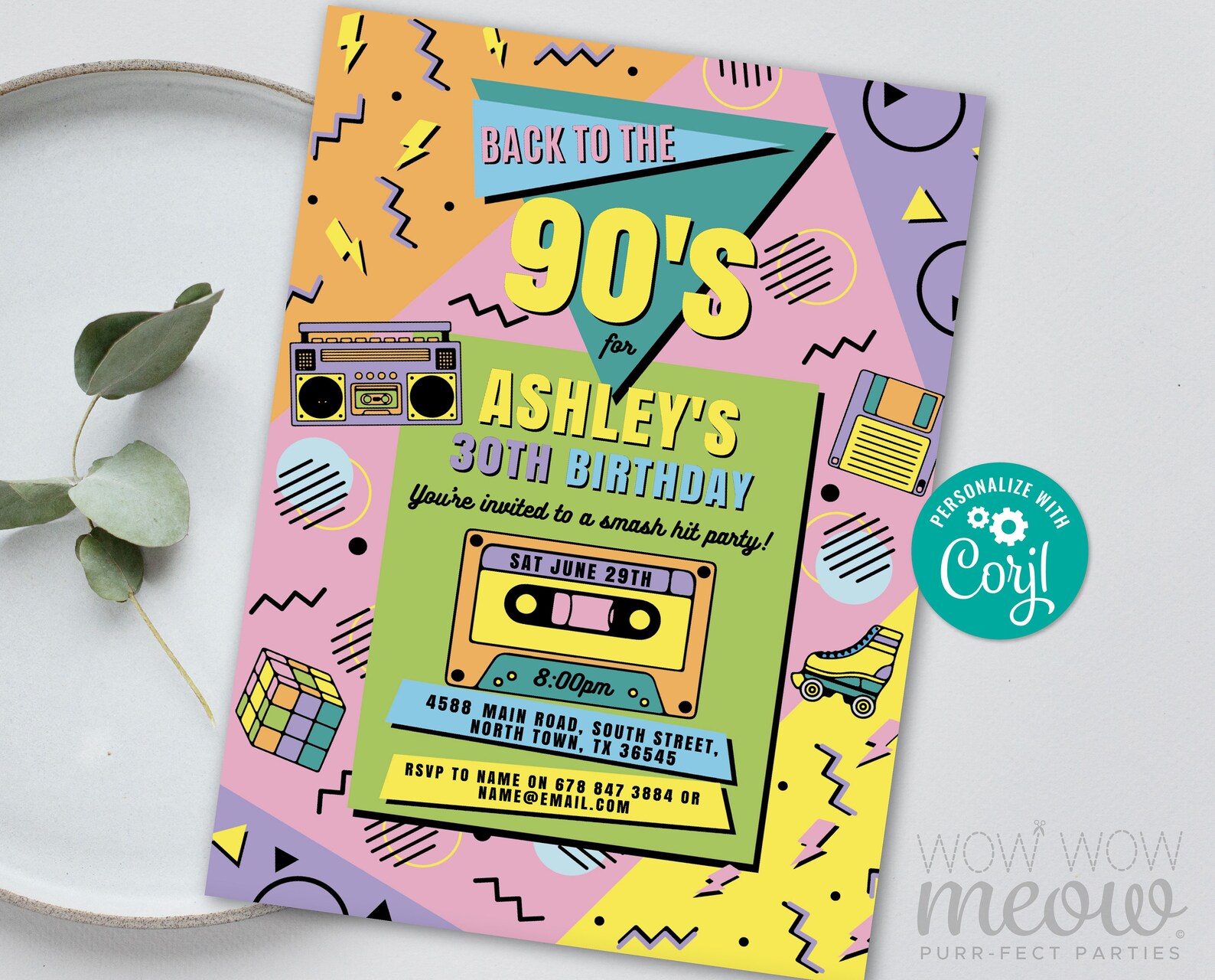 90s Birthday Invitation Nineties 1990s Any Age Smash Hits - Etsy