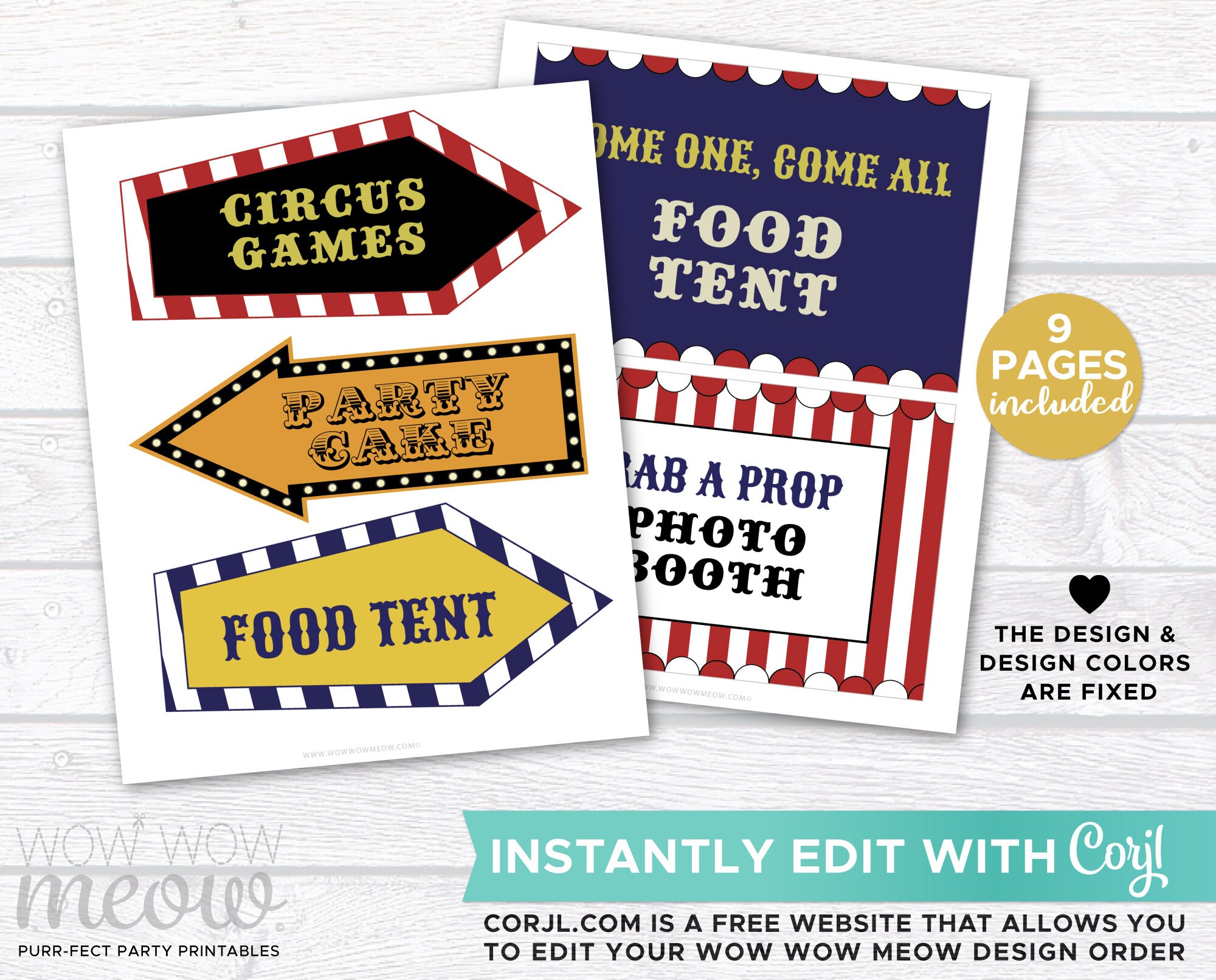 Circus Party Signs INSTANT DOWNLOAD Direction Arrow Signpost ...