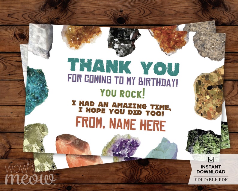 Geology Cards Thank You Cards Birthday INSTANT DOWNLOAD Rocks | Etsy