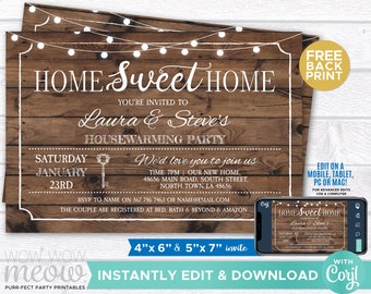 Housewarming Invitation Home Sweet Home New House Invite Couples Party ...