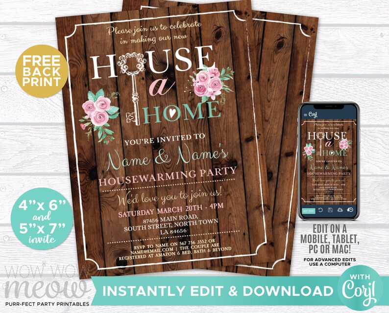 Rustic Housewarming Invitations New House Invites Home Sweet - Etsy