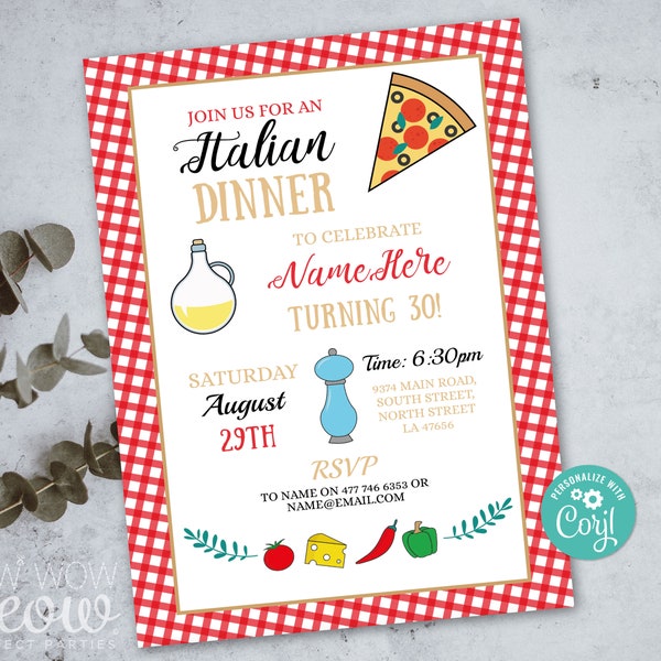 Italian Theme Invitation - Etsy