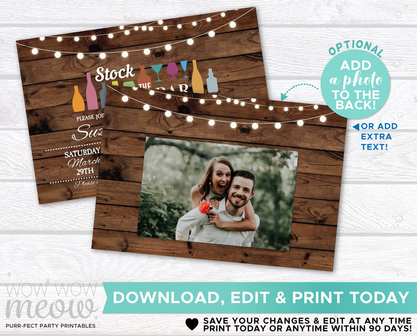 Stock the Bar Invitations Rustic Couples Shower Invite Engagement Party ...