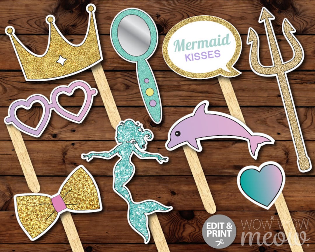Mermaid Photo Props OVER 50 Props INSTANT DOWNLOAD Birthday Under the ...