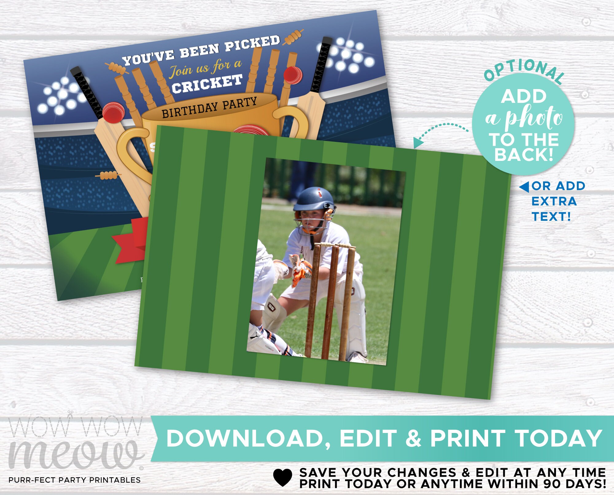 Cricket Invitation Sport Party Birthday Invite Boys Bat Ball INSTANT ...