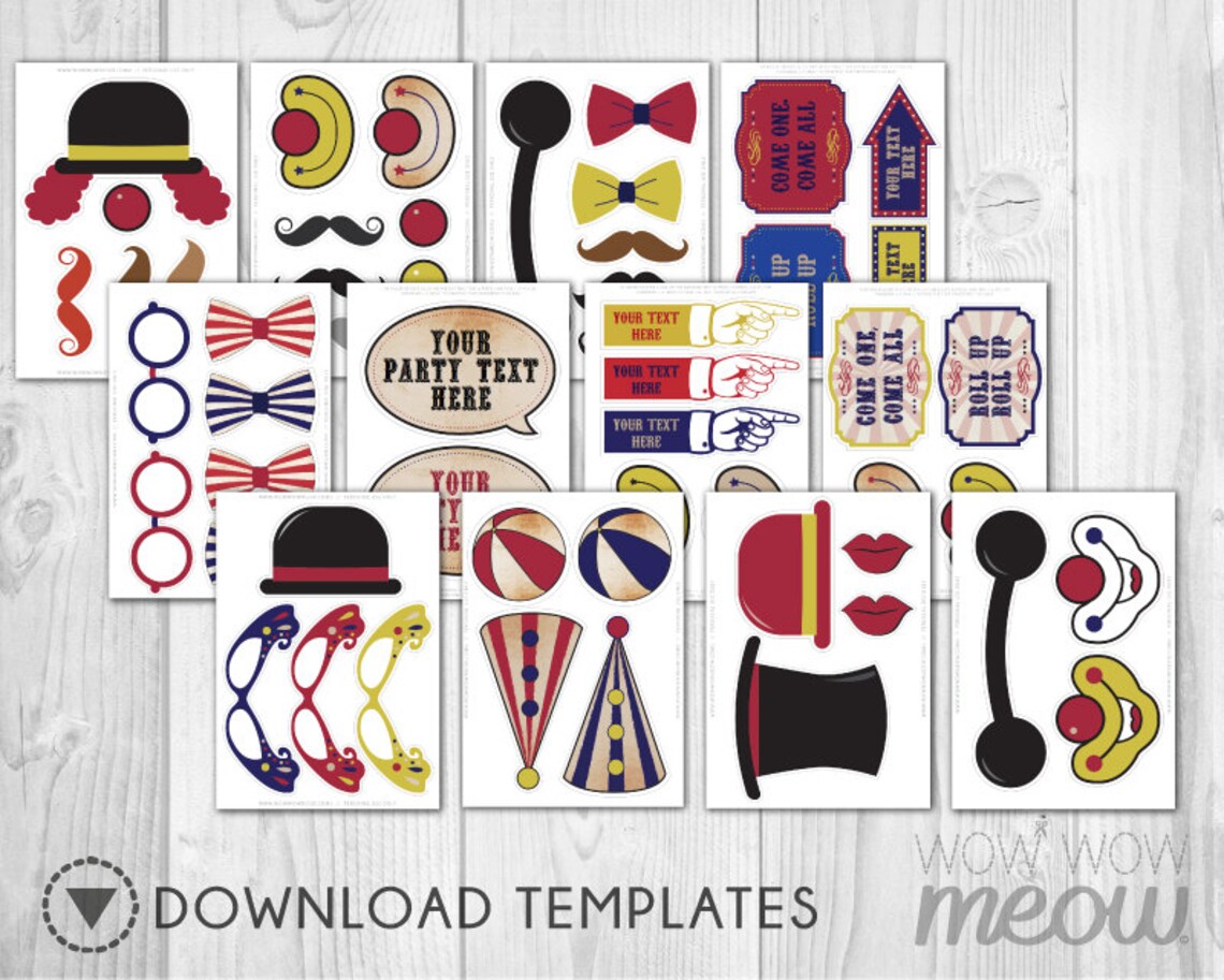 55 Piece Circus Carnival Photo Props INSTANT DOWNLOAD Editable | Etsy