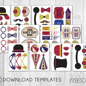 55 Piece Circus Carnival Photo Props INSTANT DOWNLOAD Editable Clown ...