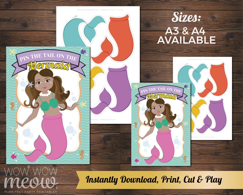 Pin the Tail on the Mermaid Party Game INSTANT DOWNLOAD - Etsy UK