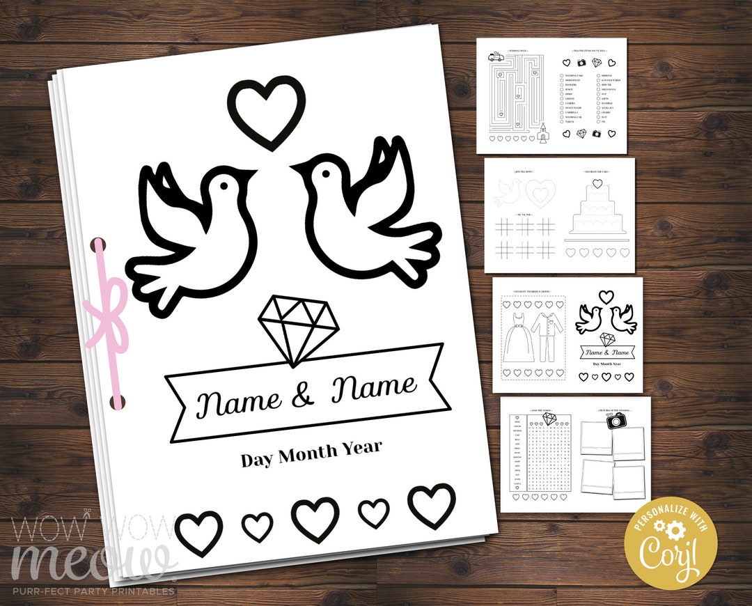 Wedding Coloring Book Children's Activity Sheets Booklet Printable ...