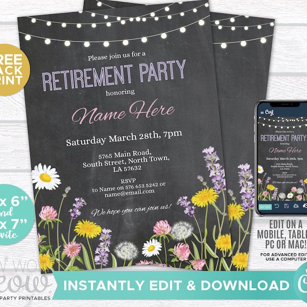 Wild Flower Retirement Invite - Etsy