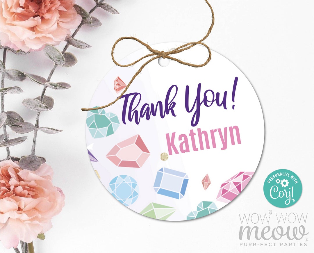 Gems Thank You Tags Birthday Party Geology Geode Gemstones Crystals ...